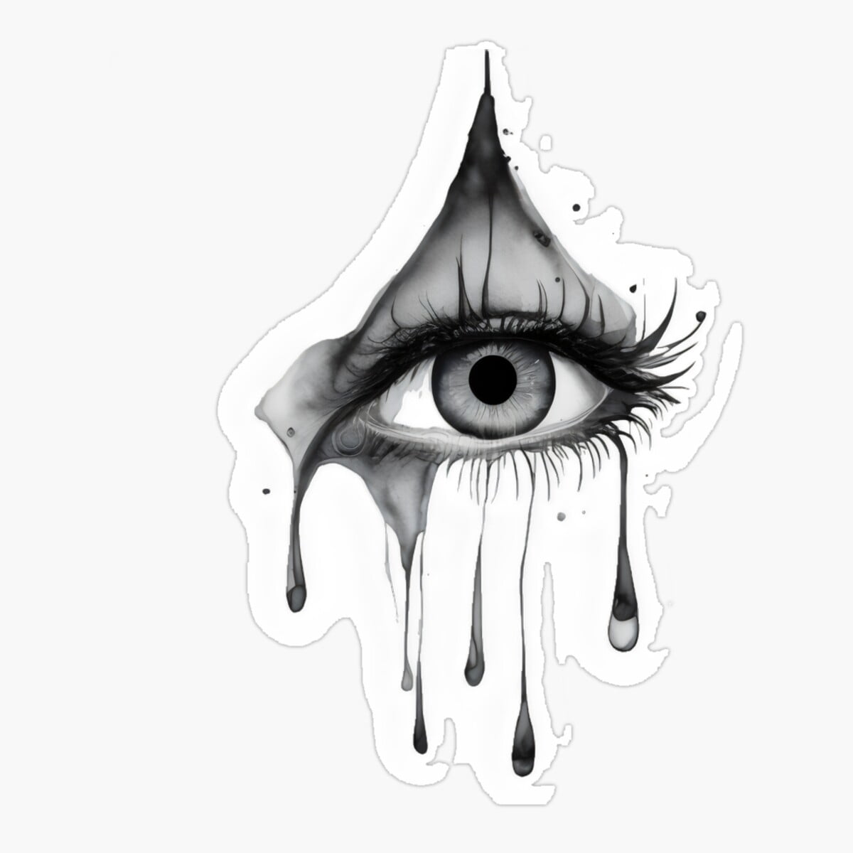 Onim Ink Tears: Abstract Black And White Eye With Teardrop Sticker ...