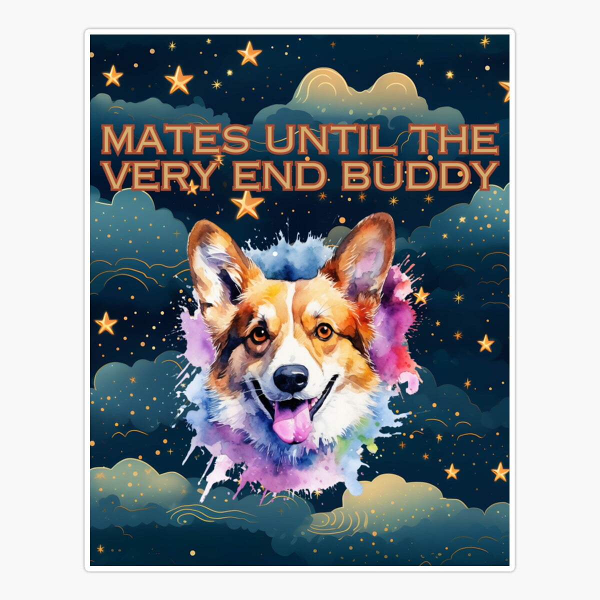 Onim Intergalactic Watercolour Corgi Sticker, Phone Decal Water Bottle ...