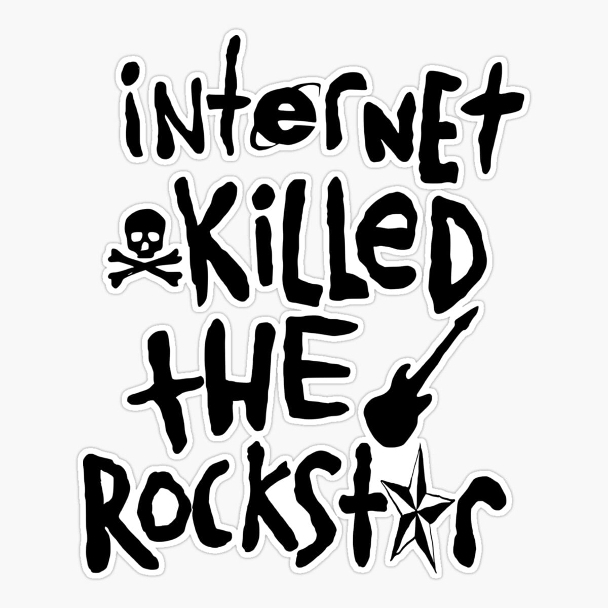 Onim Internet Killed The Rockstar Sticker, Phone Decal Water Bottle ...
