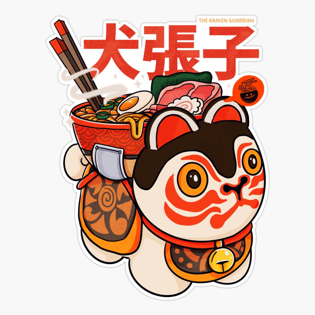 Onim Inu Hariko Guardian Ramen Sticker, Phone Decal Water Bottle ...