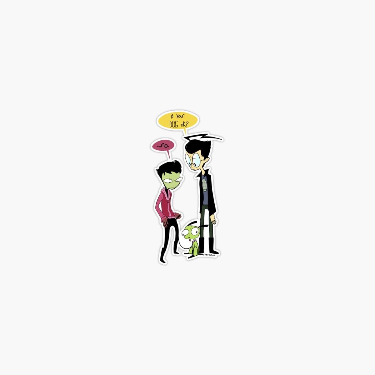 Onim Invader Zim - Weird Dog Sticker, Phone Decal Water Bottle Stickers ...