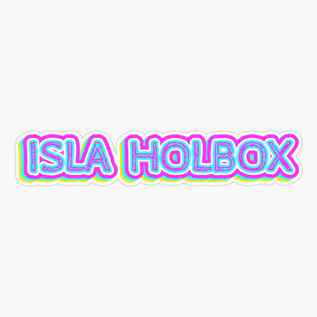 Onim Isla Holbox Beach Retro Typography Sticker, Phone Decal Water ...