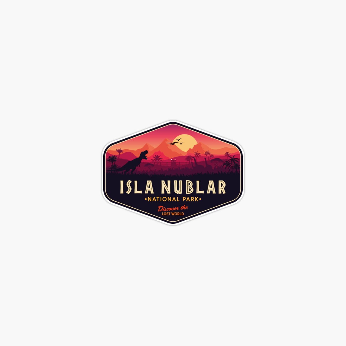 Onim Isla Nublar National Park Badge Sticker, Phone Decal Water Bottle ...