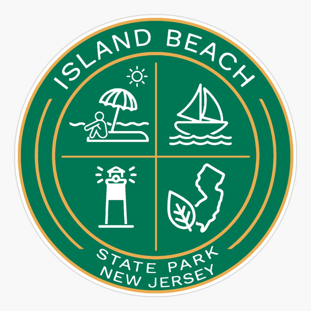 Onim Island Beach State Park Heraldic Logo Sticker, Phone Decal Water ...