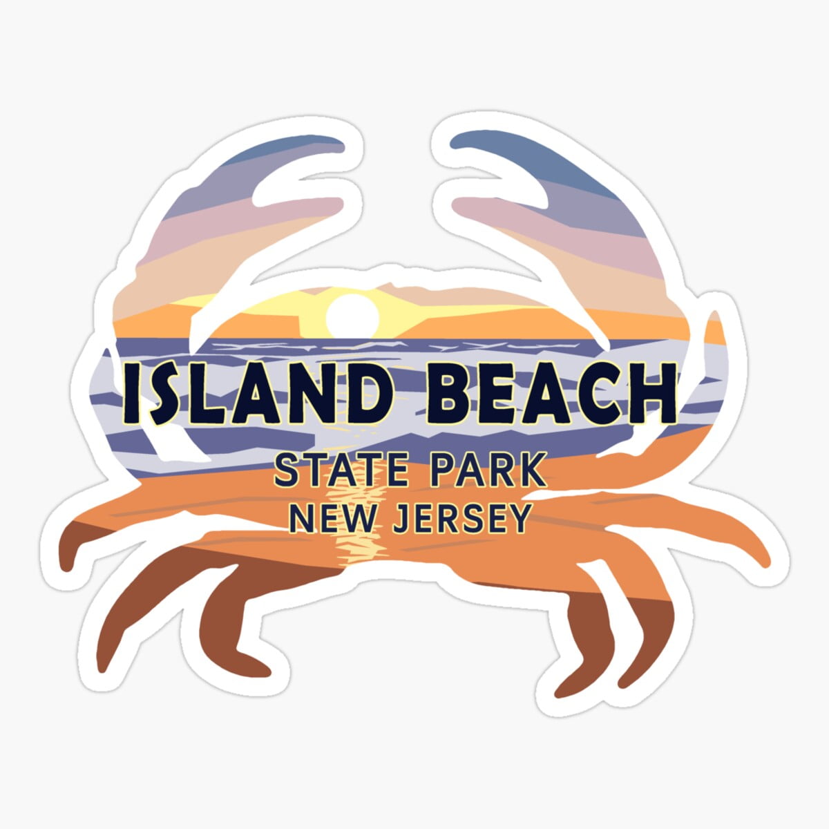 Onim Island Beach State Park New Jersey Crab Sticker, Phone Decal Water ...