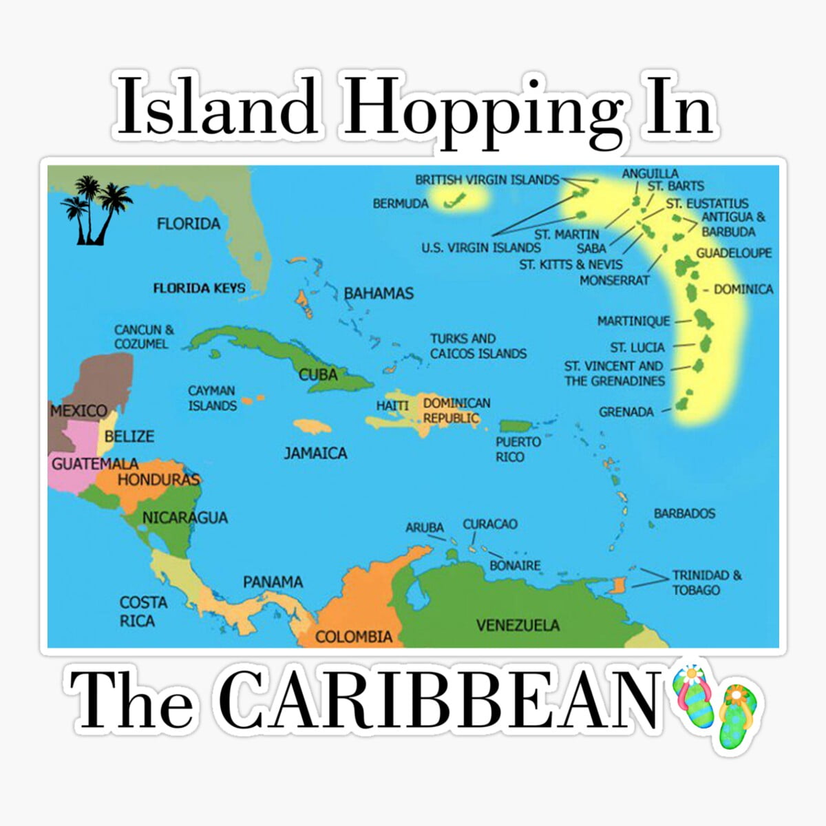 Onim Island Hopping In The Caribbean Sticker, Phone Decal Water Bottle ...