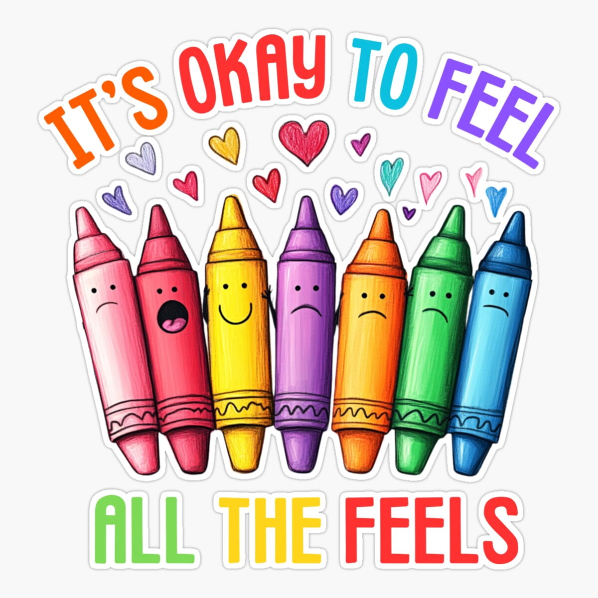 Onim It’S Okay To Feel – Crayons And Emotional Awareness Design Sticker ...
