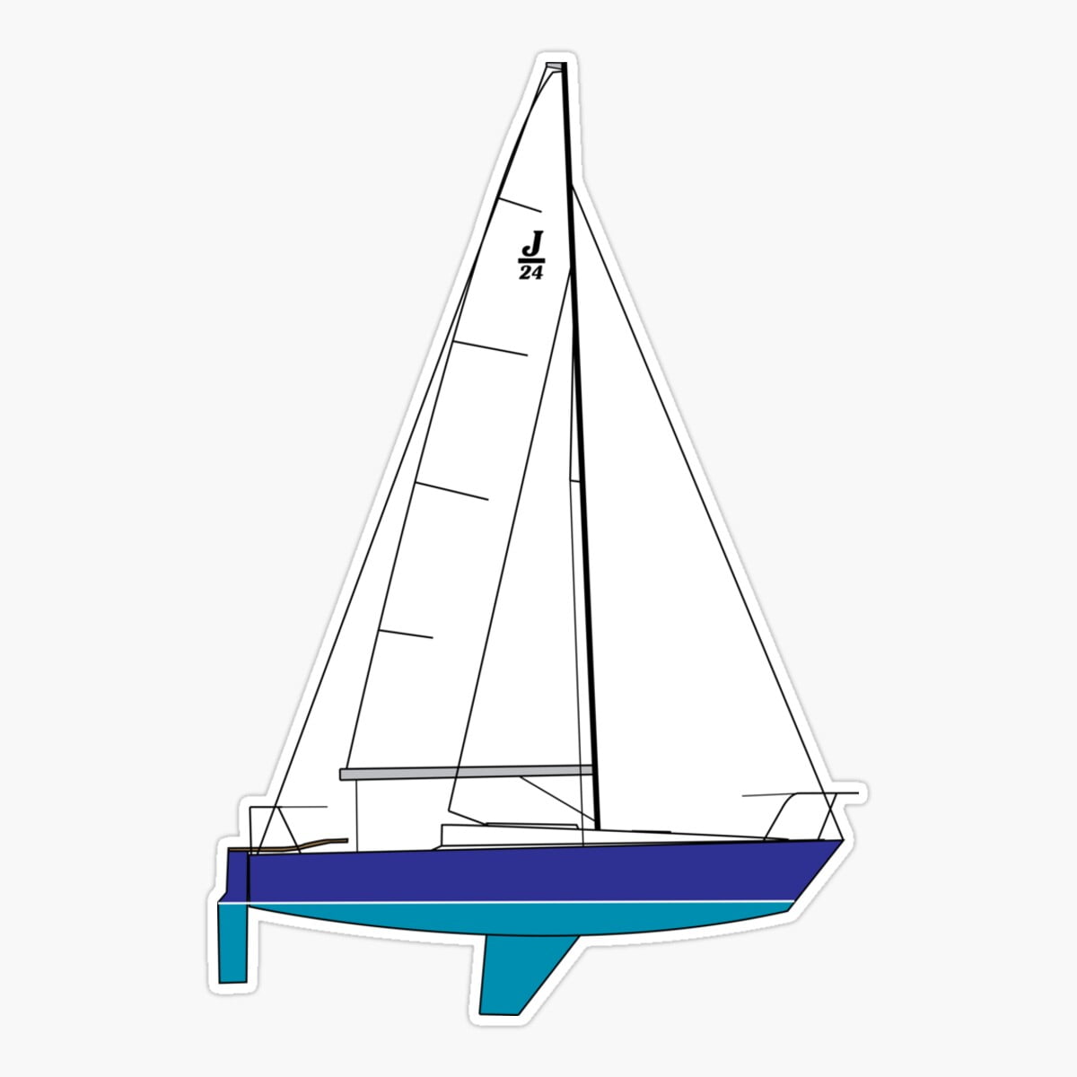 Onim J/24 Sailboat Sticker, Phone Decal Water Bottle Stickers Car ...