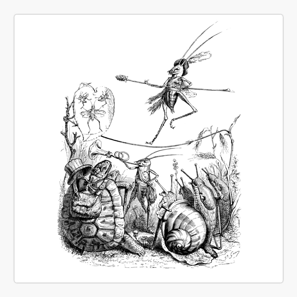 Onim J.J. Grandville: Cricket Tightrope Walker With A Crowd Of Admirers ...