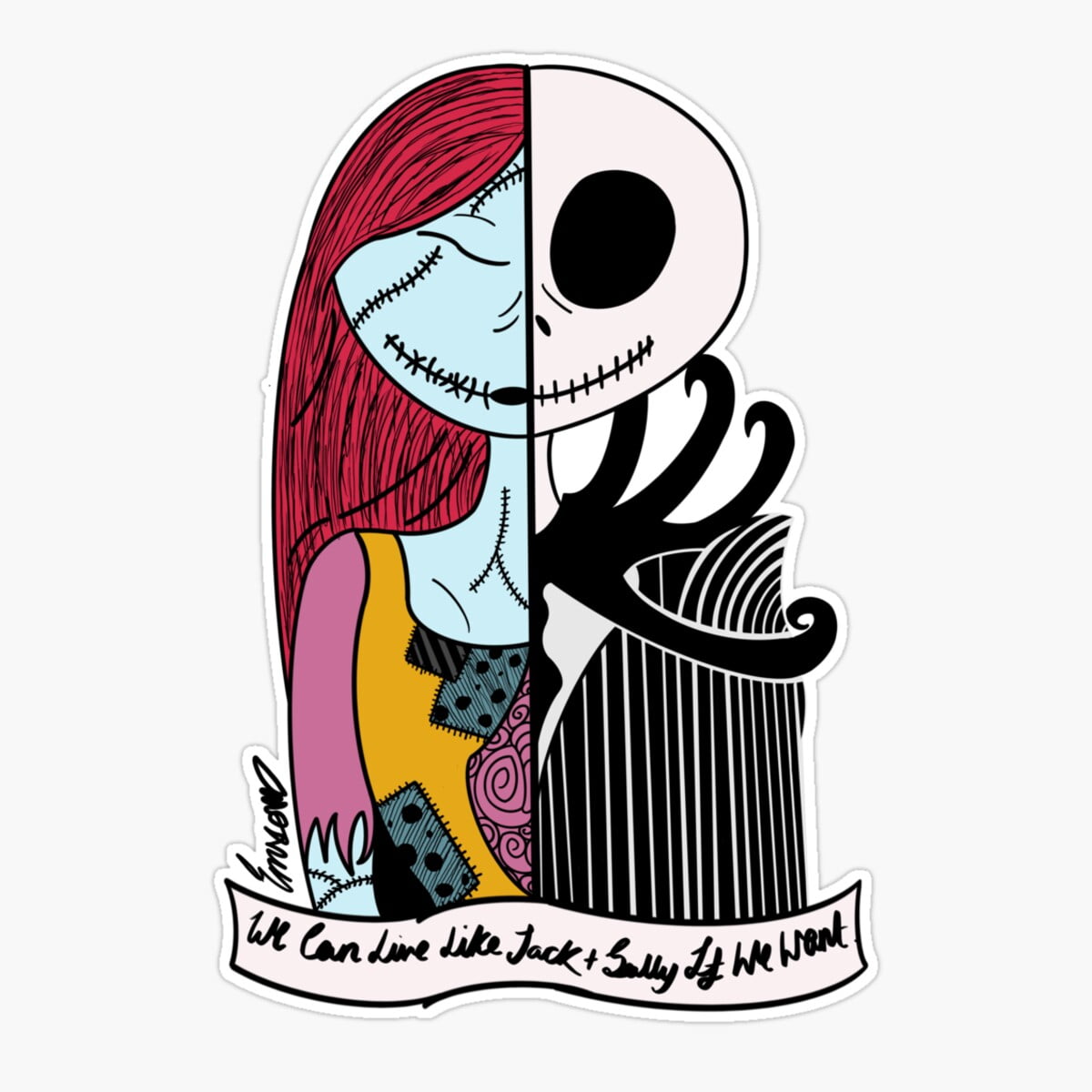 Onim Jack And Sally - Blink 182 I Miss You Sticker, Phone Decal Water ...