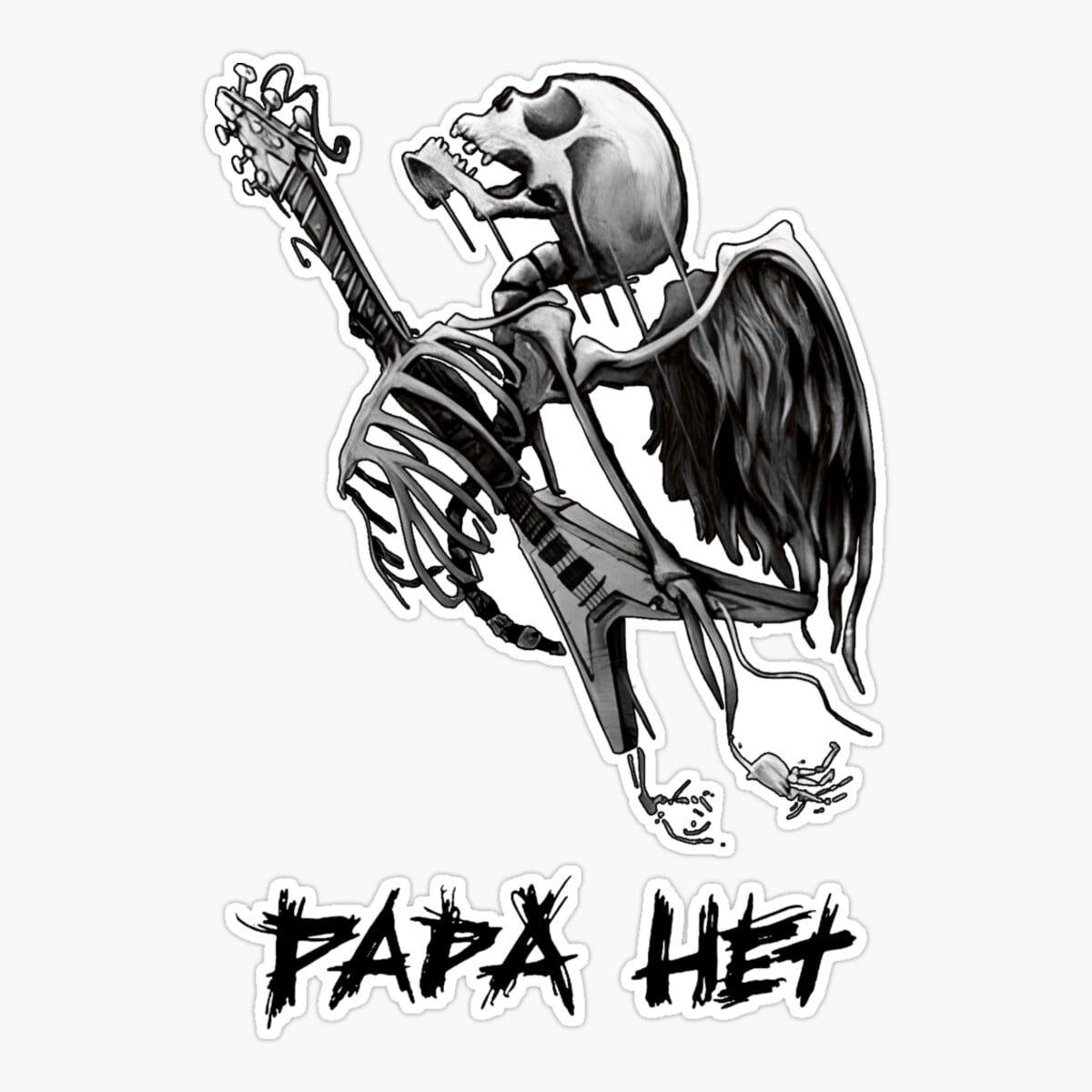 Onim James Hetfield Papa Het Guitar Through Ribs Skeleton Sticker ...