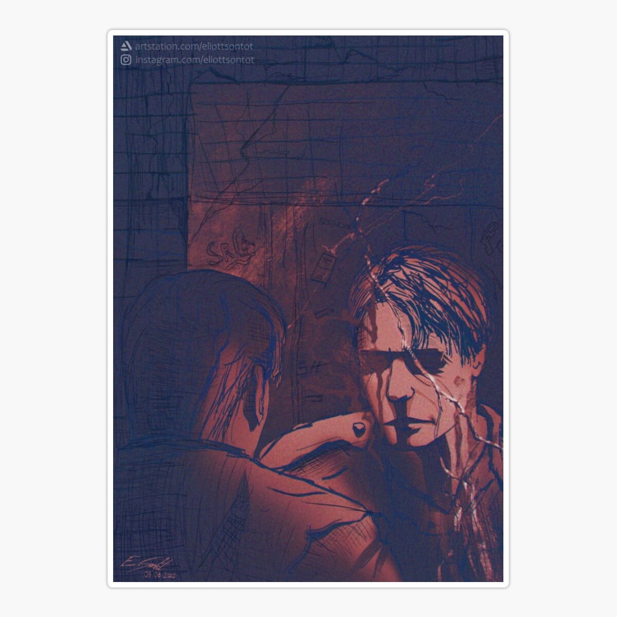 Onim James - Silent Hill Fanart - Art By Eliott Sontot Sticker, Phone ...