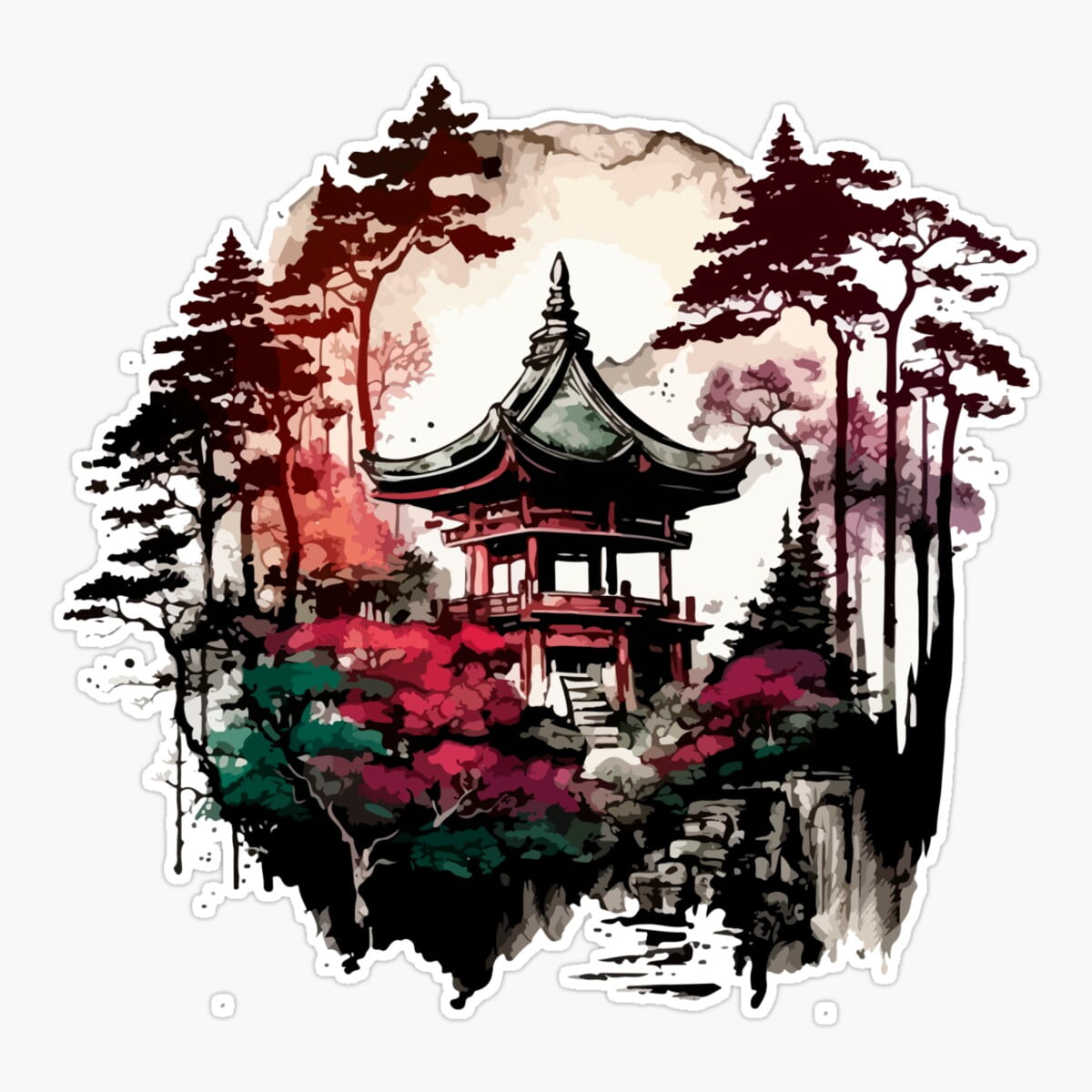 Onim Japan - Ancient Temple - Cliff - Forest - Waterfall - Old Temple ...