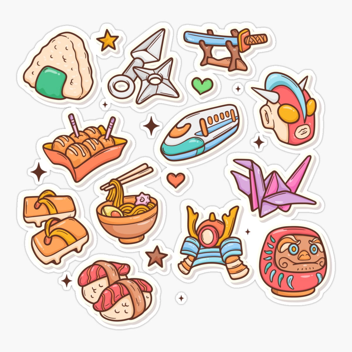 Onim Japan Cute Sticker Pack – Kawaii Japanese Culture Doodle Sticker ...
