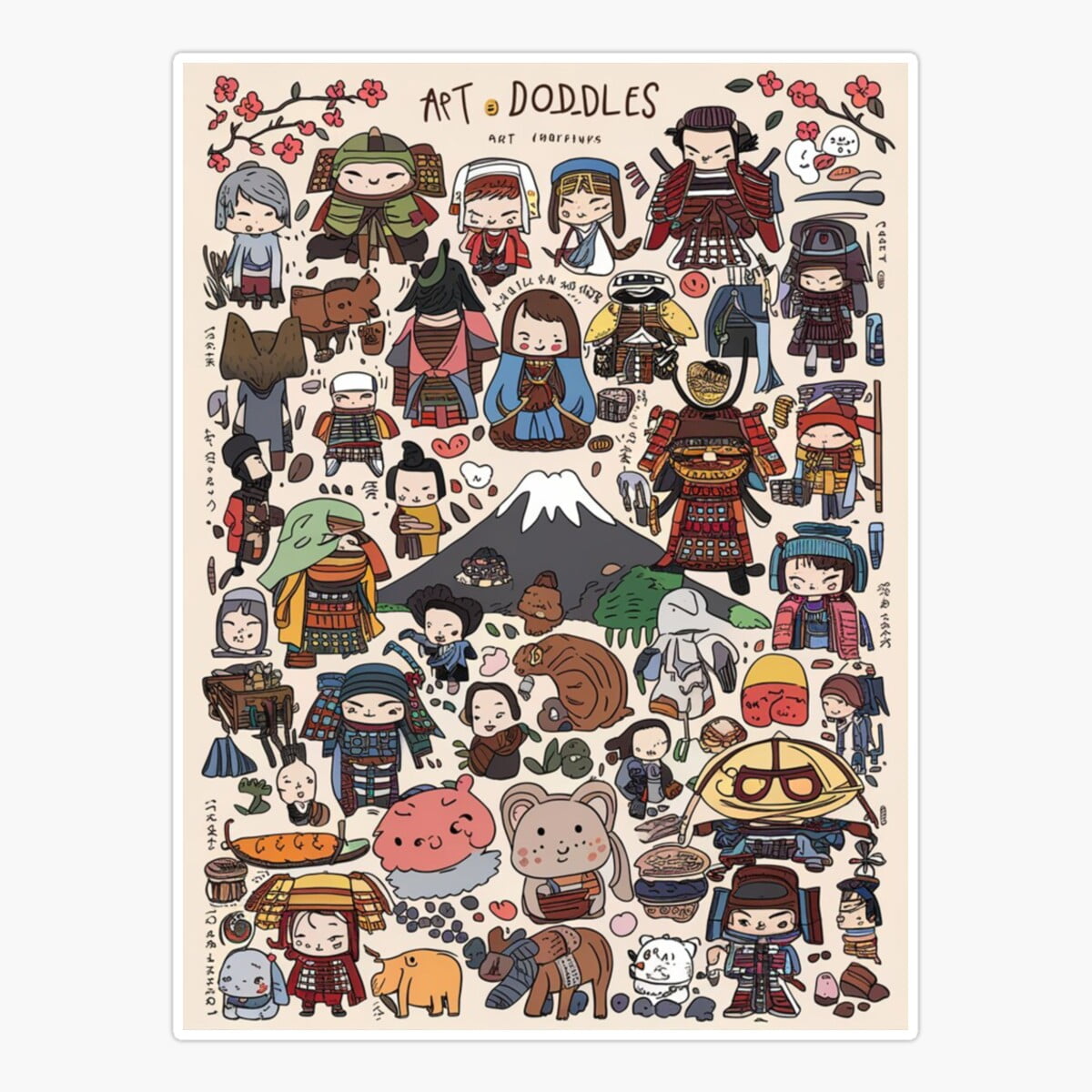 Onim Japan Doodle Art Sticker, Phone Decal Water Bottle Stickers Car ...