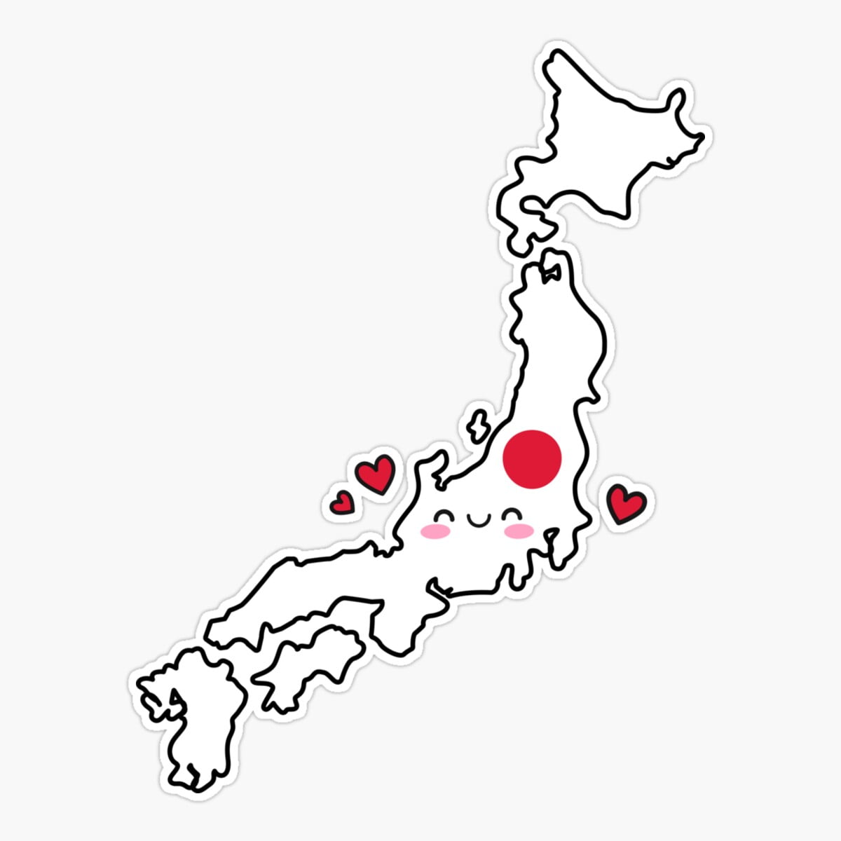 Onim Japan Flag Map Smile With Love Sticker Sticker, Phone Decal Water ...