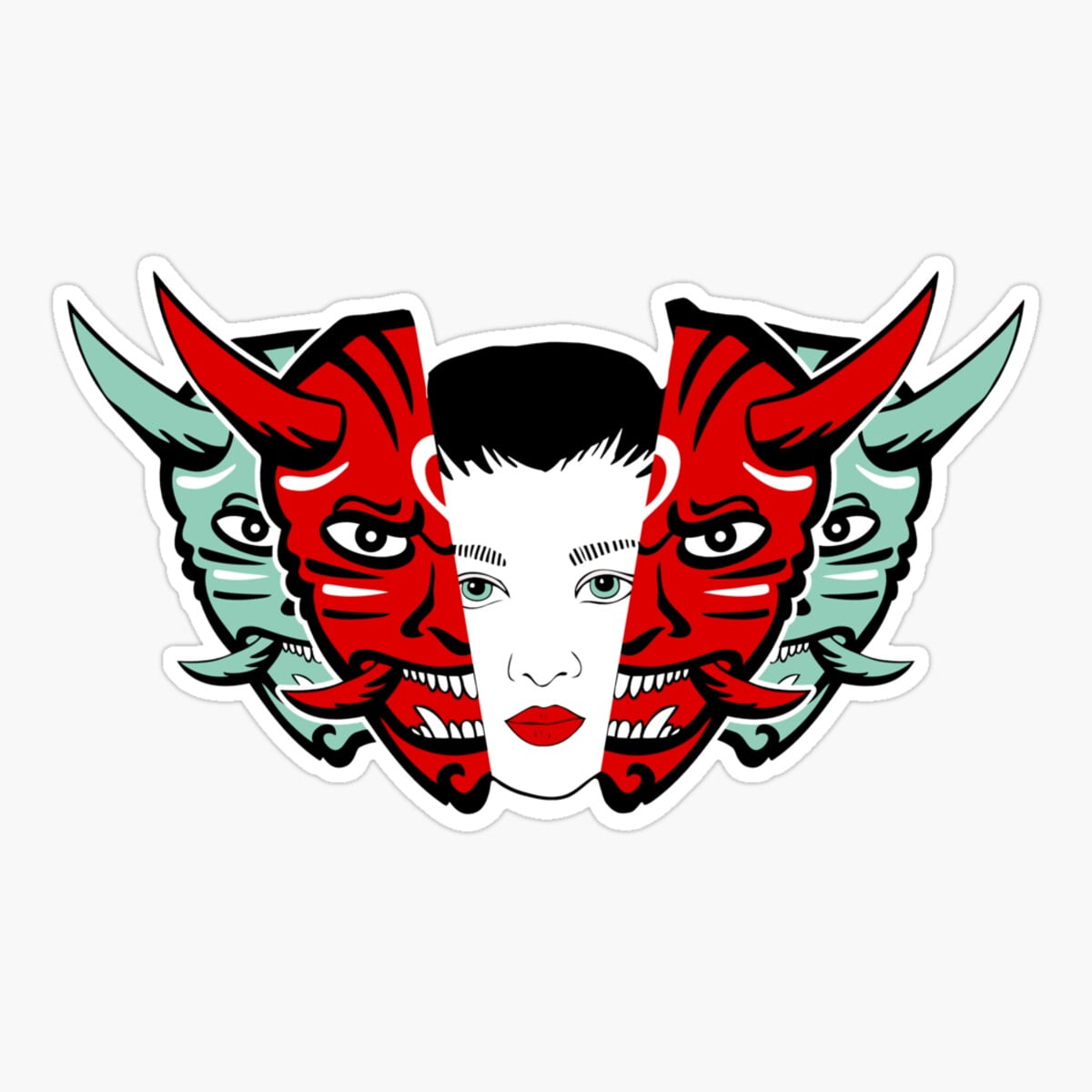 Onim Japan Oni Mask Sticker, Phone Decal Water Bottle Stickers Car Decals, Funny Birthday Gift ...