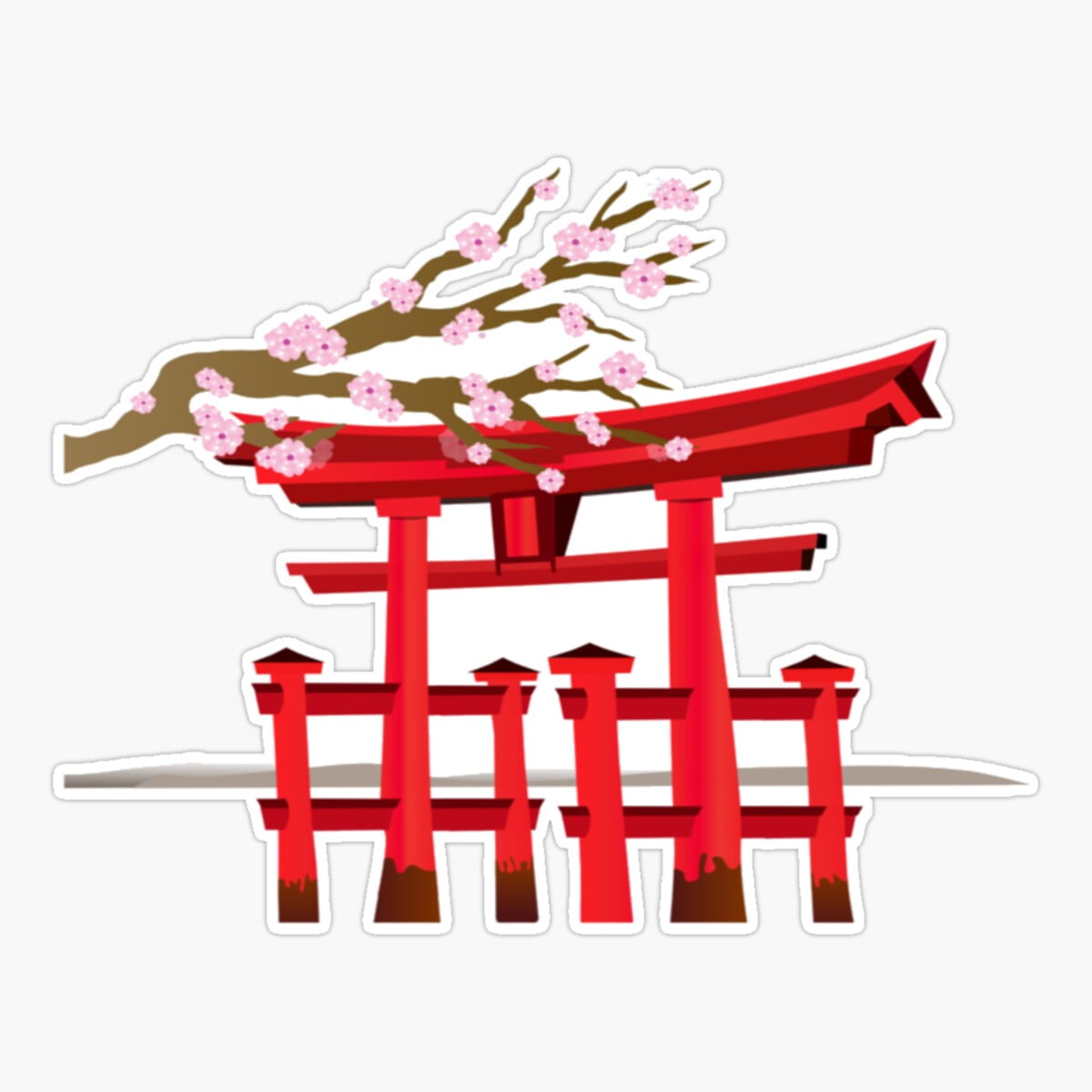 Onim Japan Shrine Japanese Art Style Sticker, Phone Decal Water Bottle ...