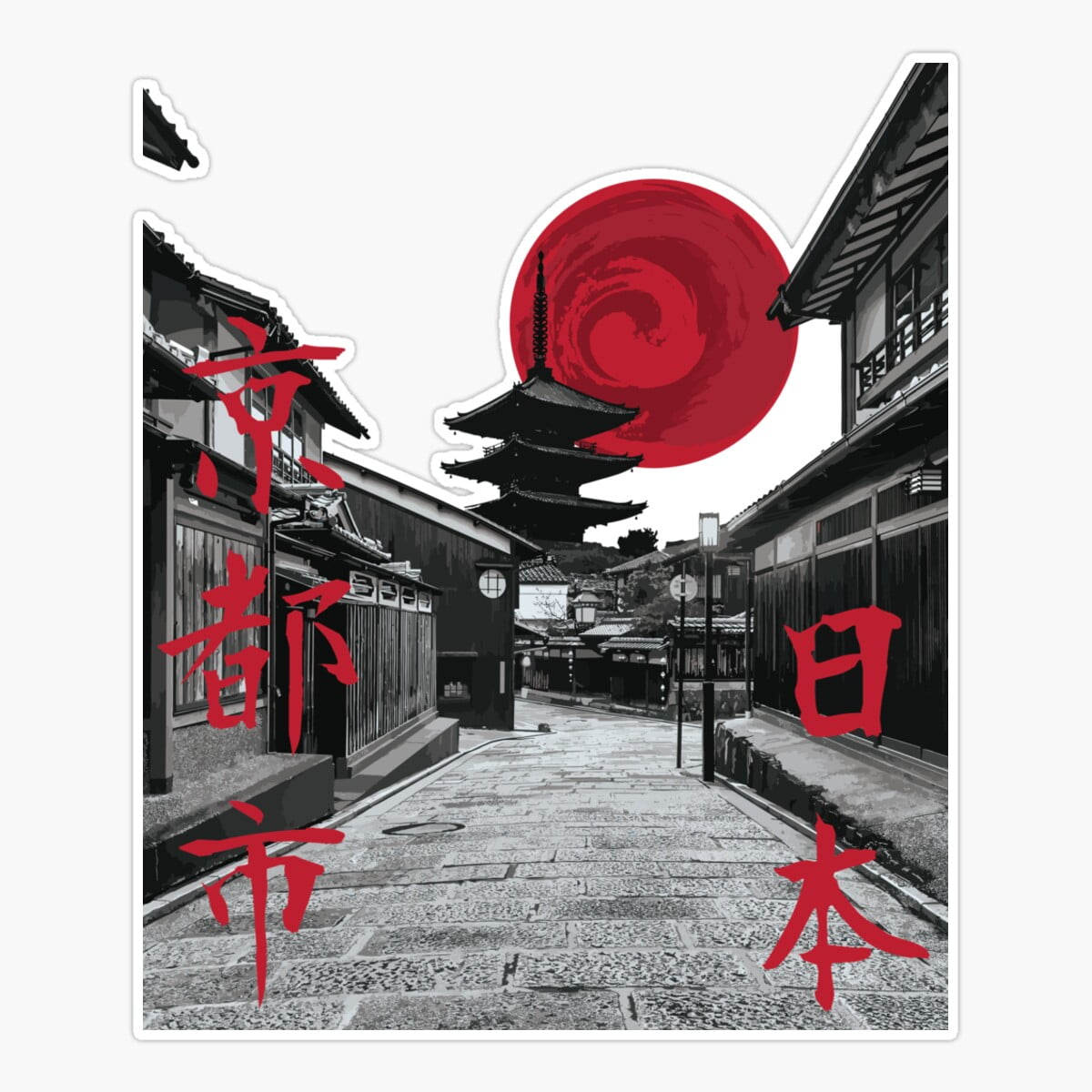 Onim Japan Vintage Kyoto Japanese Art Sticker, Phone Decal Water Bottle ...