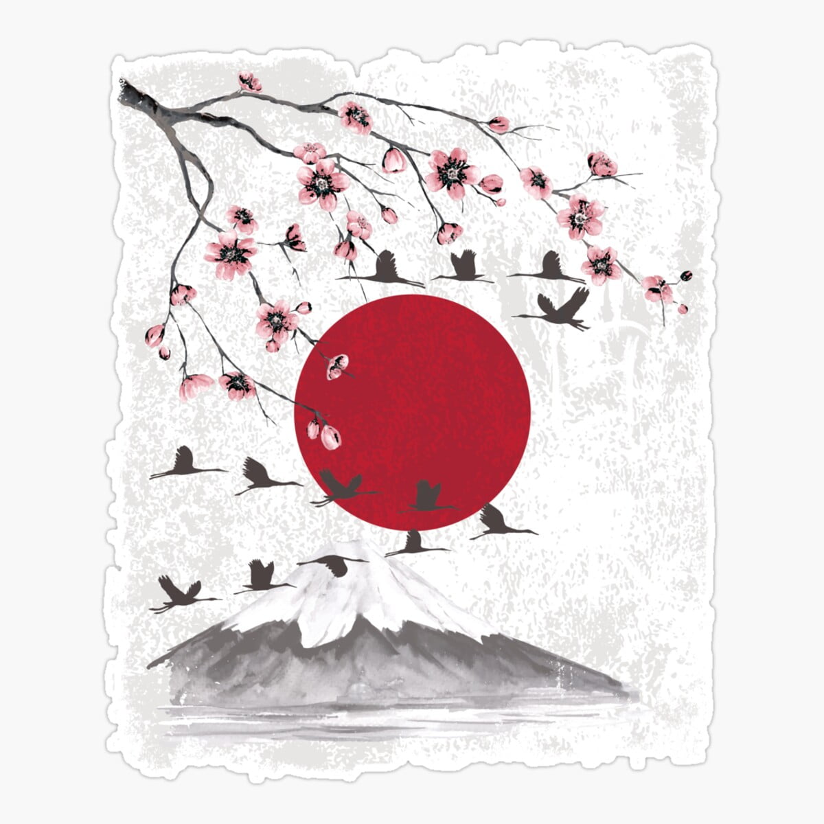 Onim Japanese Aesthetic Landscape Japanese Art Sticker, Phone Decal ...