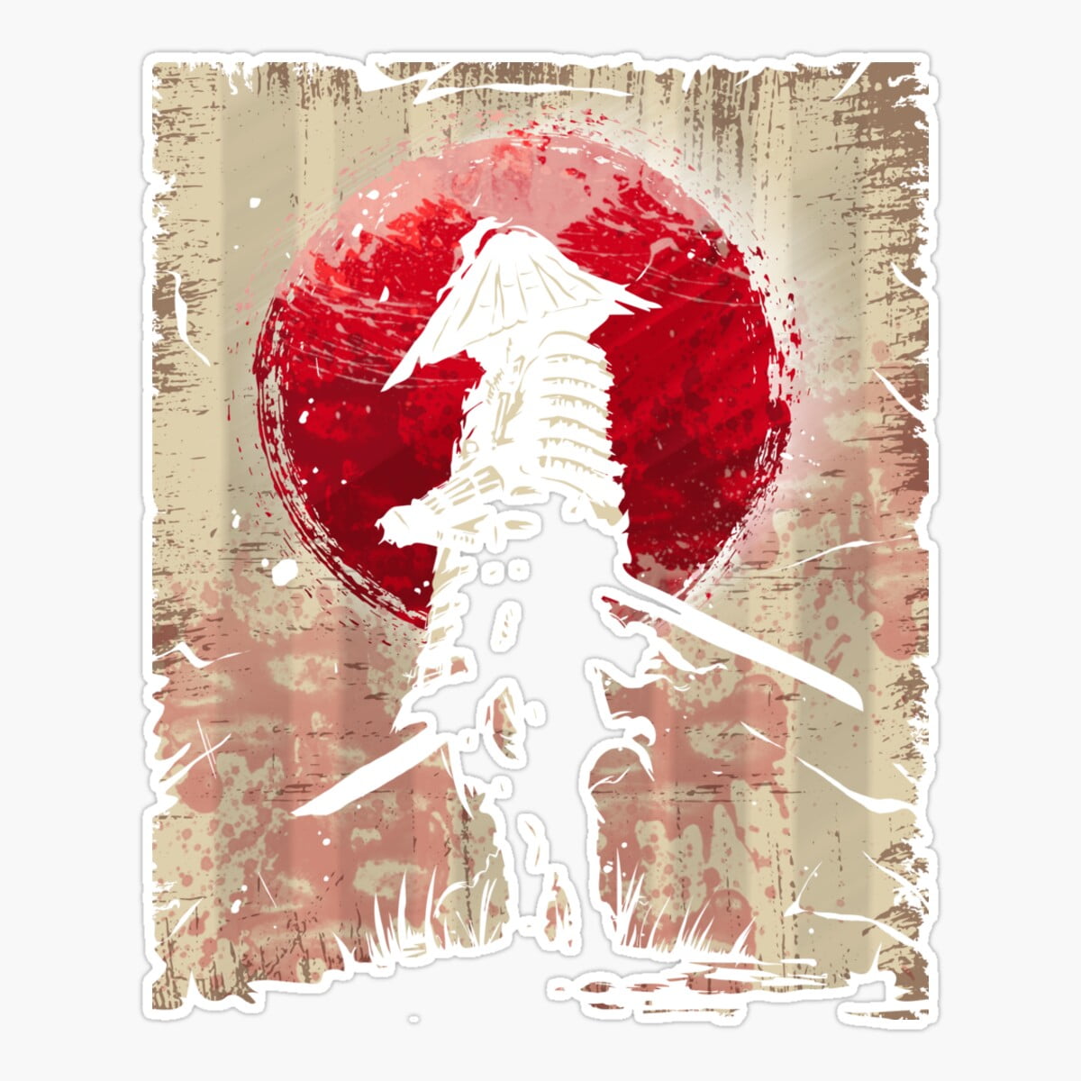 Onim Japanese Art Samurai Vintage Fighter Retro Design Sticker, Phone ...
