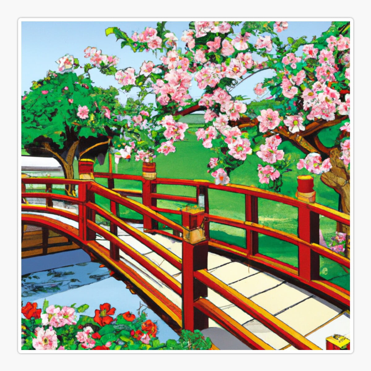 Onim Japanese Bridge With Sakura Tree: A Serene Blend Of Nature And ...