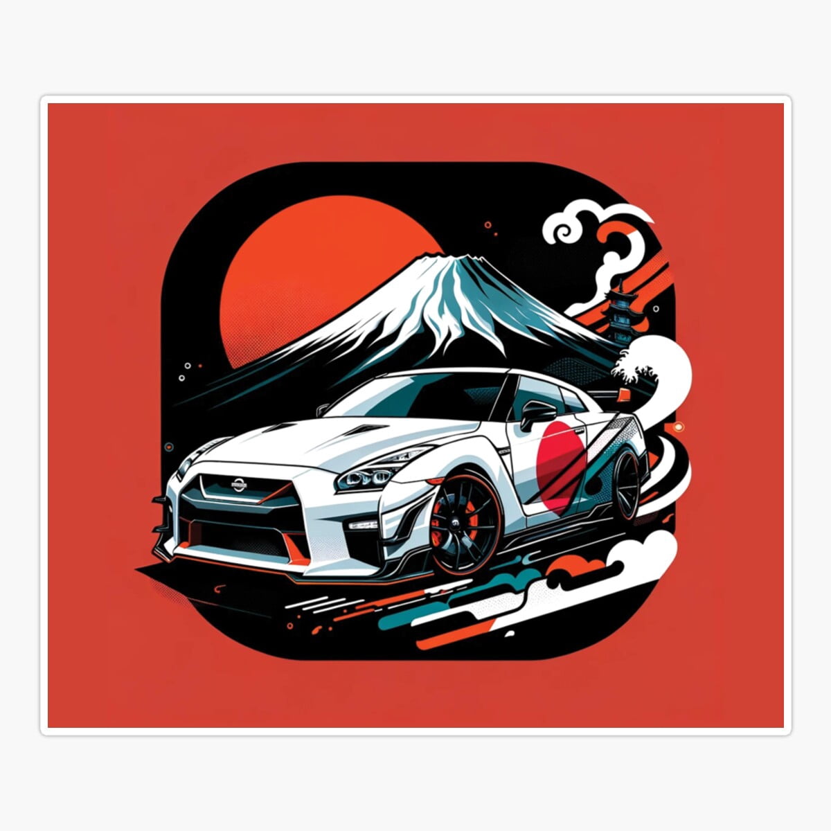 Onim Japanese Car Nissan Gtr Sticker, Phone Decal Water Bottle Stickers ...