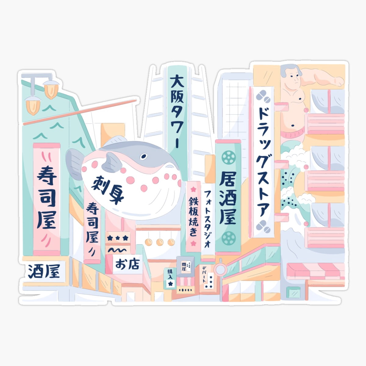 Onim Japanese City Sticker, Phone Decal Water Bottle Stickers Car ...