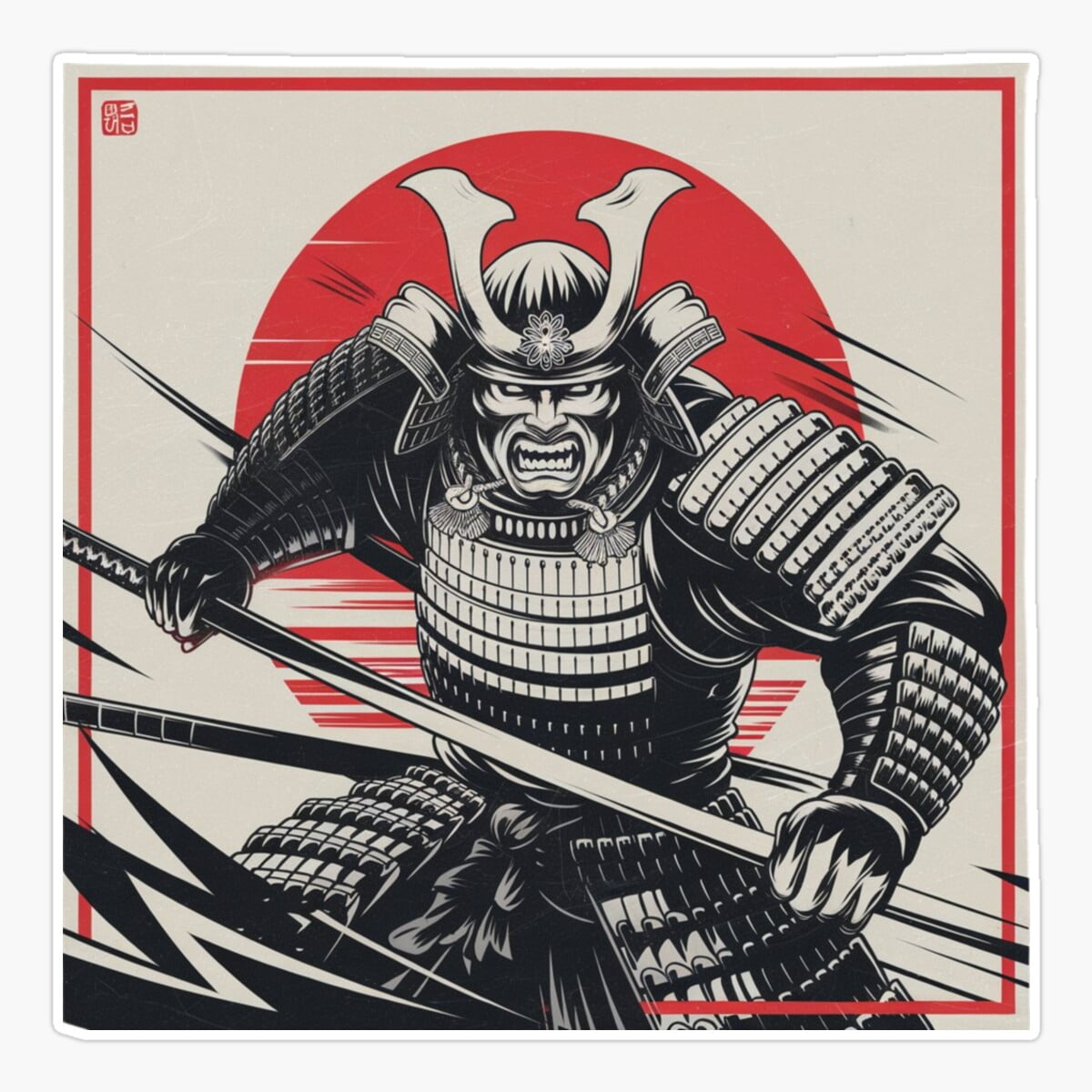 Onim Japanese Cool Samurai Sticker, Phone Decal Water Bottle Stickers ...