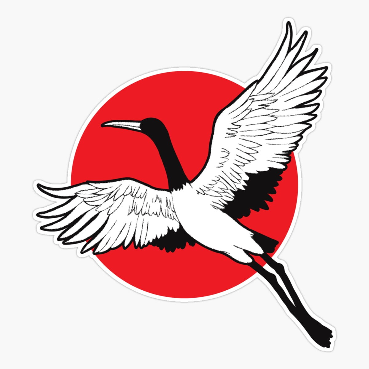 Onim Japanese Crane Bird Sticker, Phone Decal Water Bottle Stickers Car ...