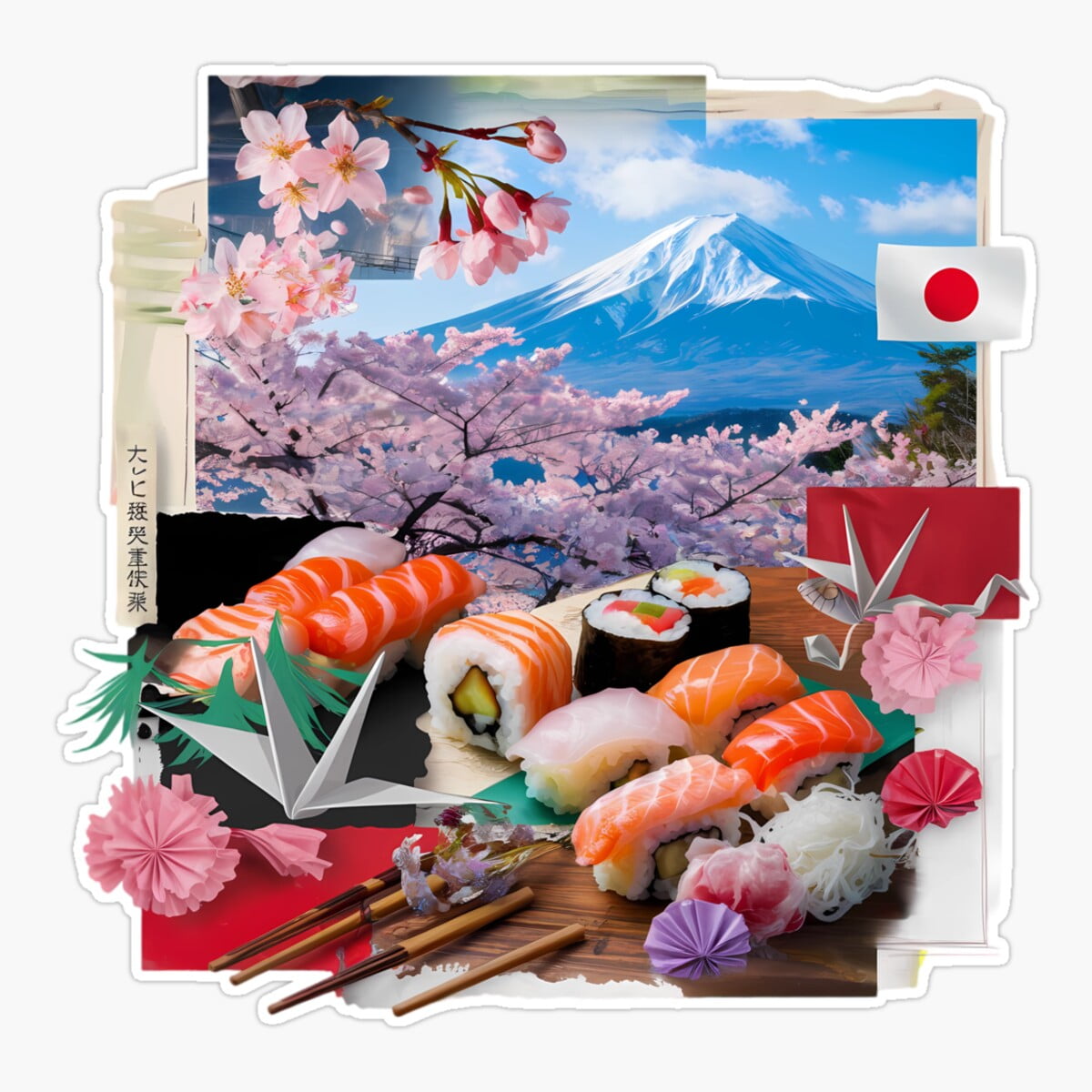 Onim Japanese Culture Collage: Mount Fuji, Cherry Blossoms, Sushi ...