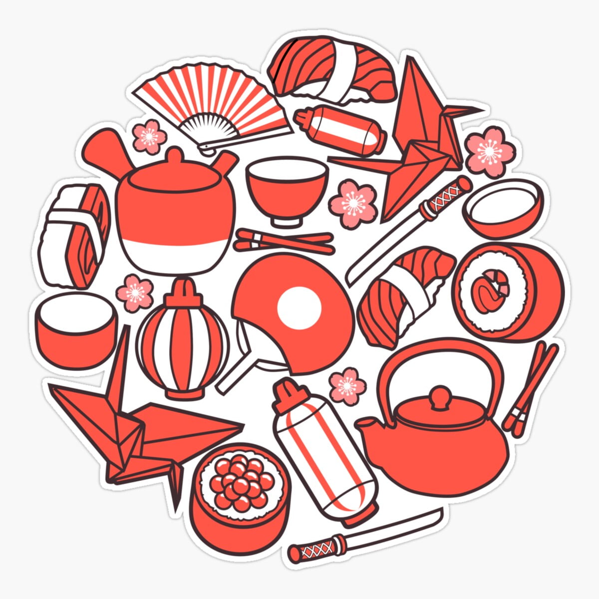 Onim Japanese Culture Pack Sticker, Phone Decal Water Bottle Stickers ...