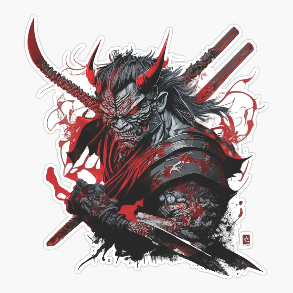 Onim Japanese Culture: Samurai Oni Warrior Sticker, Phone Decal Water ...
