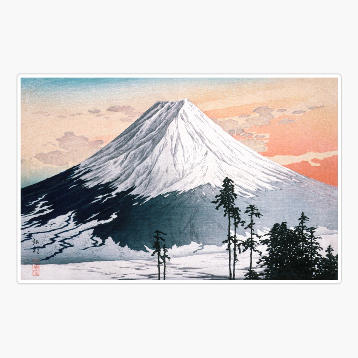Onim Japanese Culture, Snow At Mount Fuji Sticker, Phone Decal Water ...