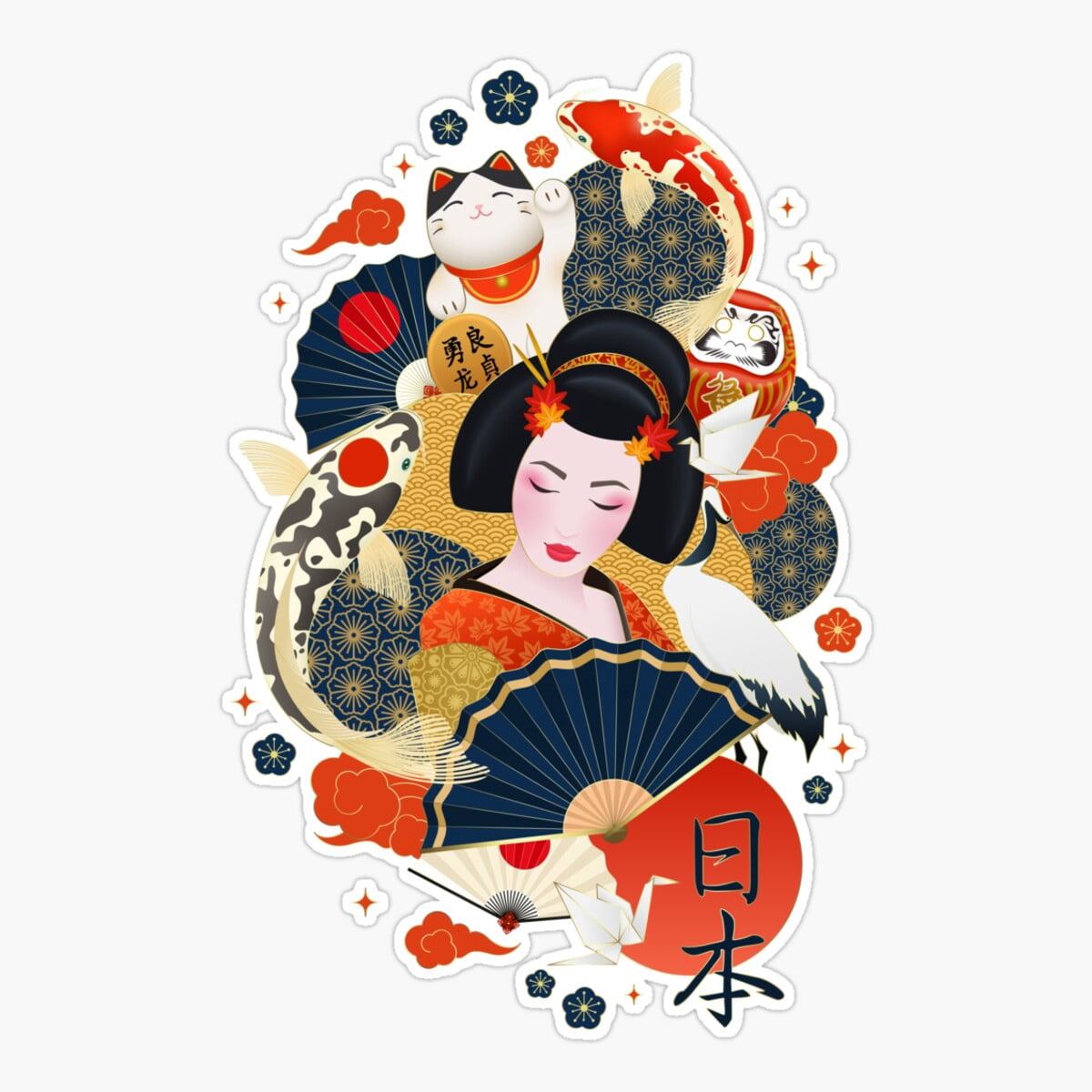 Onim Japanese Culture Sticker, Phone Decal Water Bottle Stickers Car ...