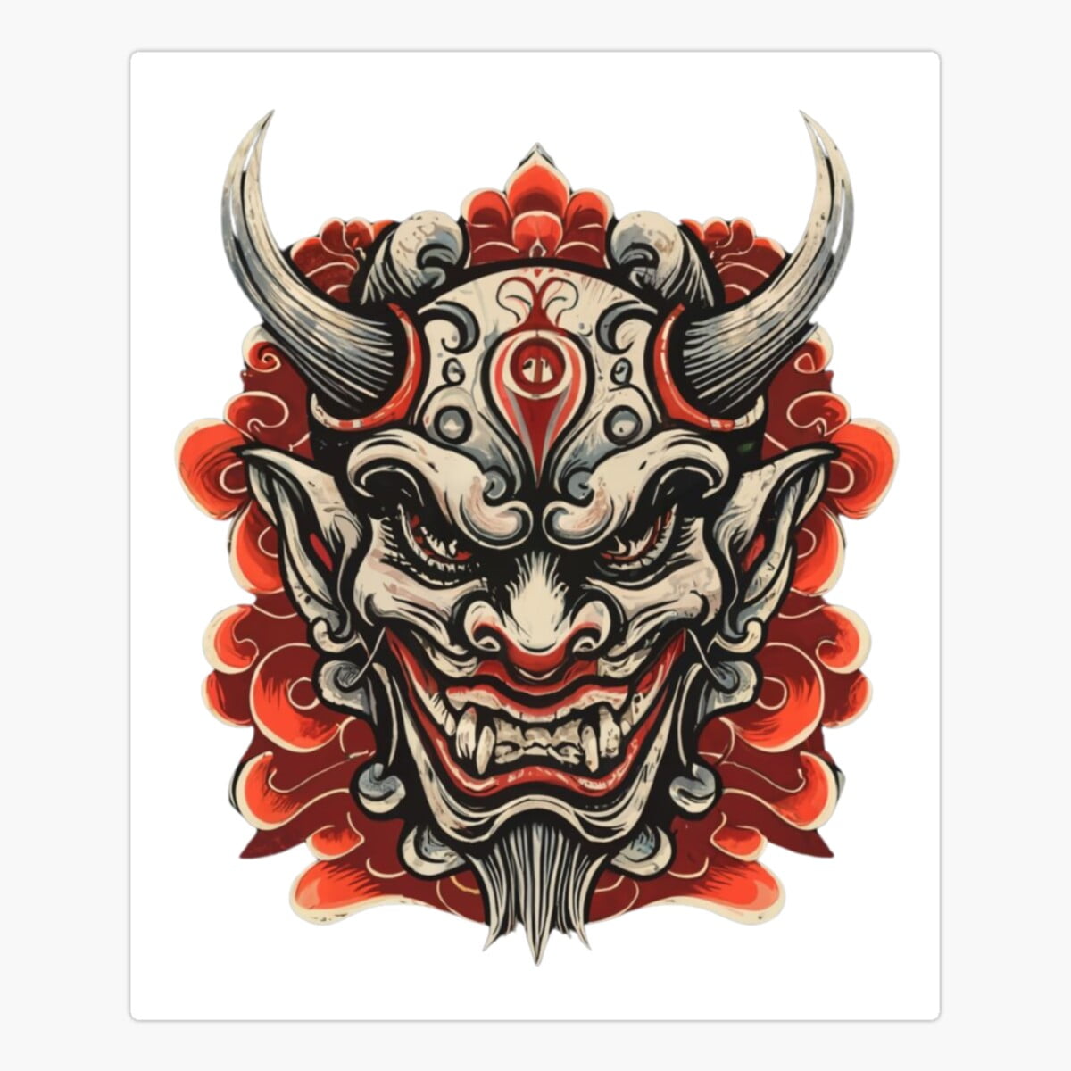 Onim Japanese Demon Mask Oni Sticker, Phone Decal Water Bottle Stickers Car Decals, Funny ...