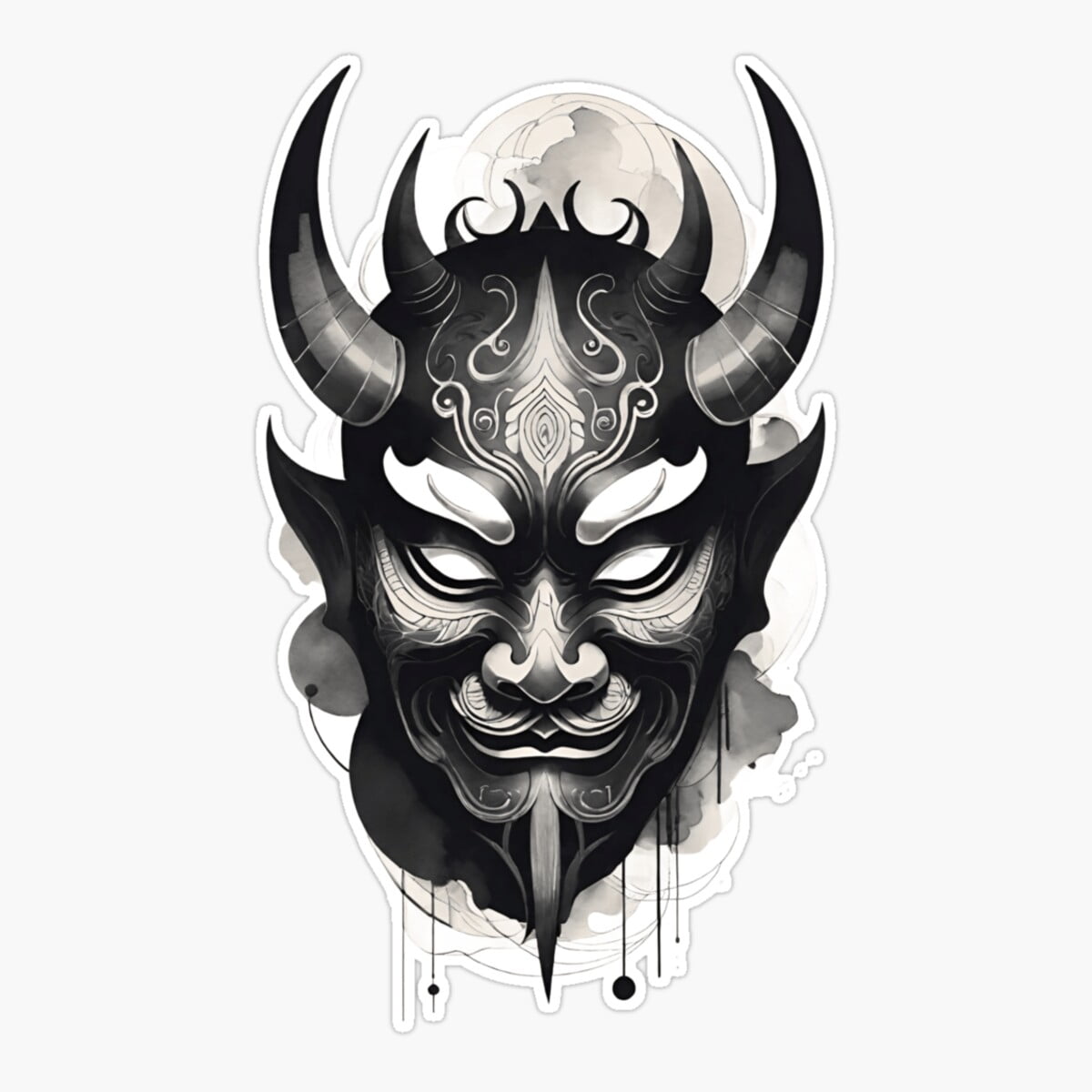 Onim Japanese Demon Mask Sticker, Phone Decal Water Bottle Stickers Car ...