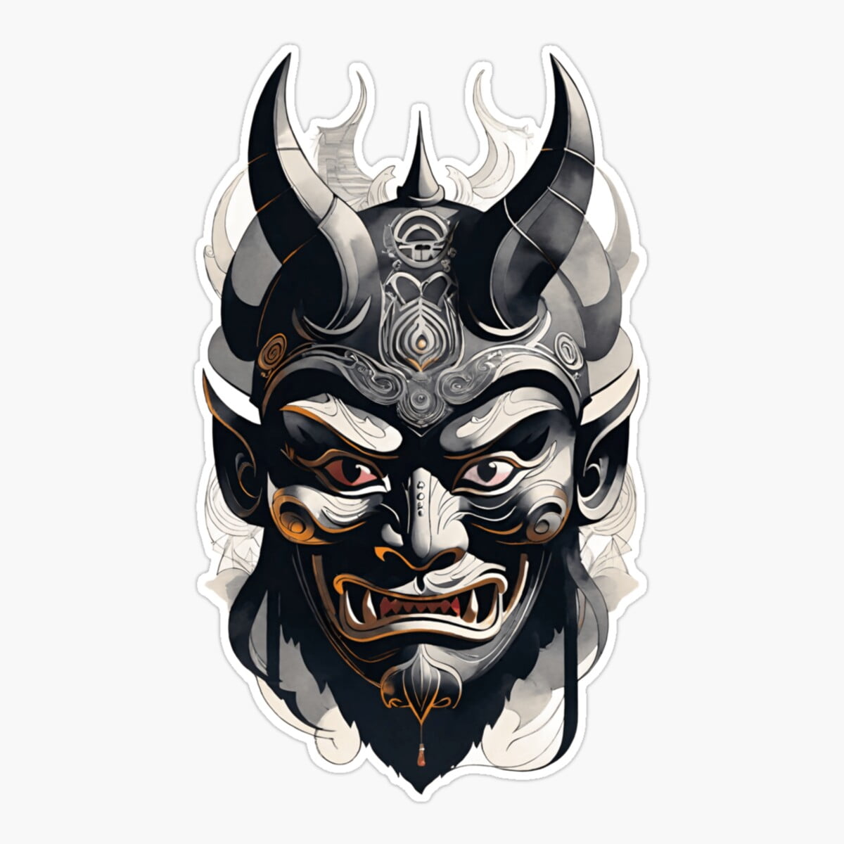 Onim Japanese Demon Mask Sticker, Phone Decal Water Bottle Stickers Car ...