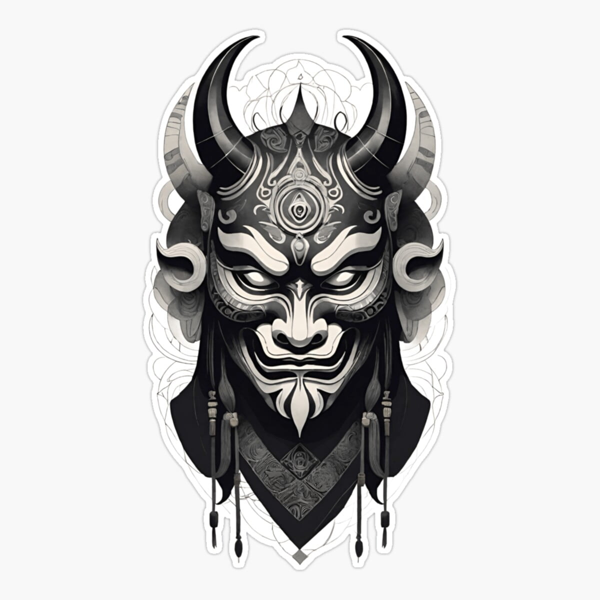 Onim Japanese Demon Mask Sticker, Phone Decal Water Bottle Stickers Car ...