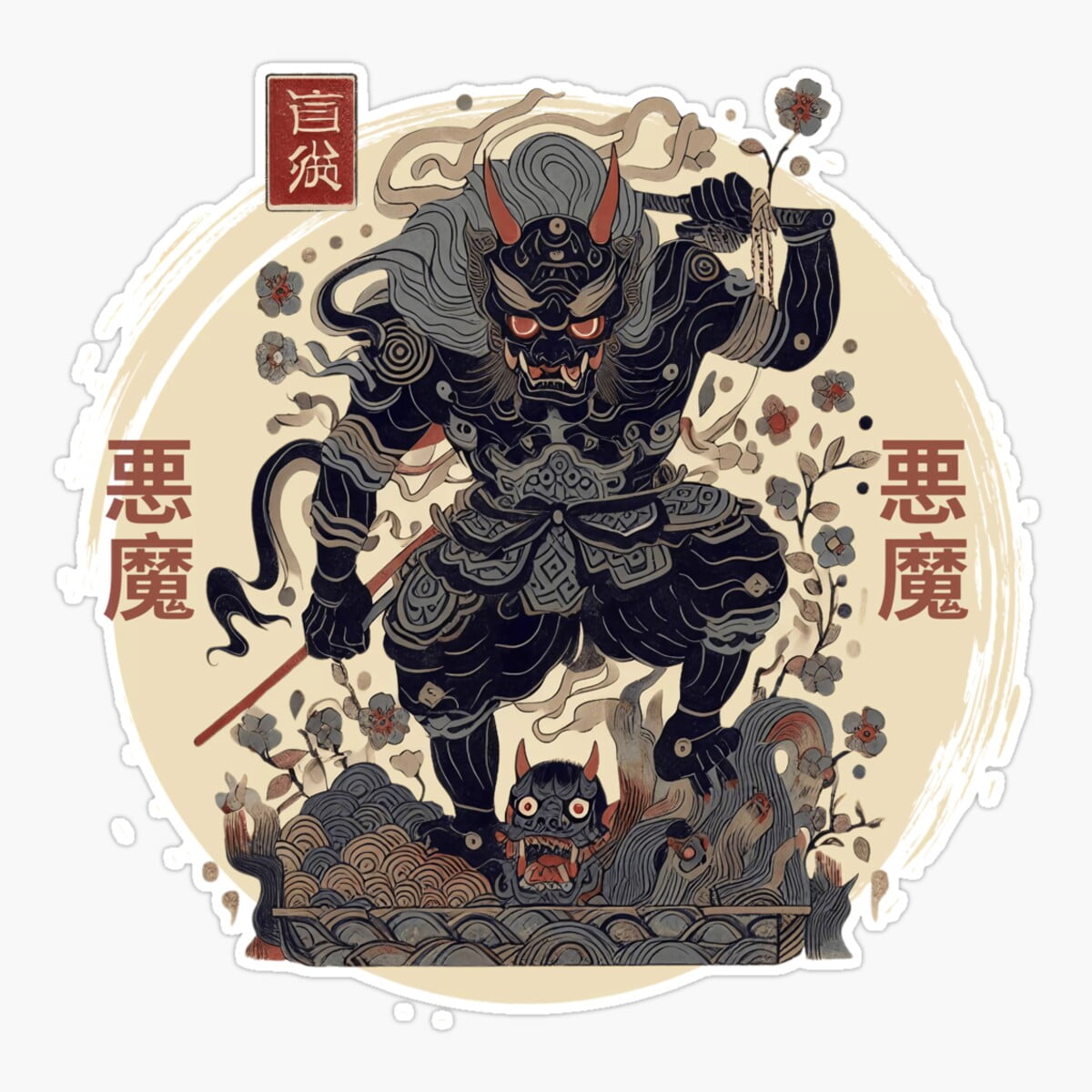 Onim Japanese Demon Sticker, Phone Decal Water Bottle Stickers Car ...
