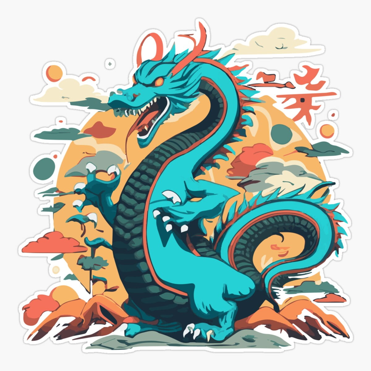 Onim Japanese Dragon, Japan, Japanese Culture Sticker, Phone Decal Water Bottle Stickers Car ...