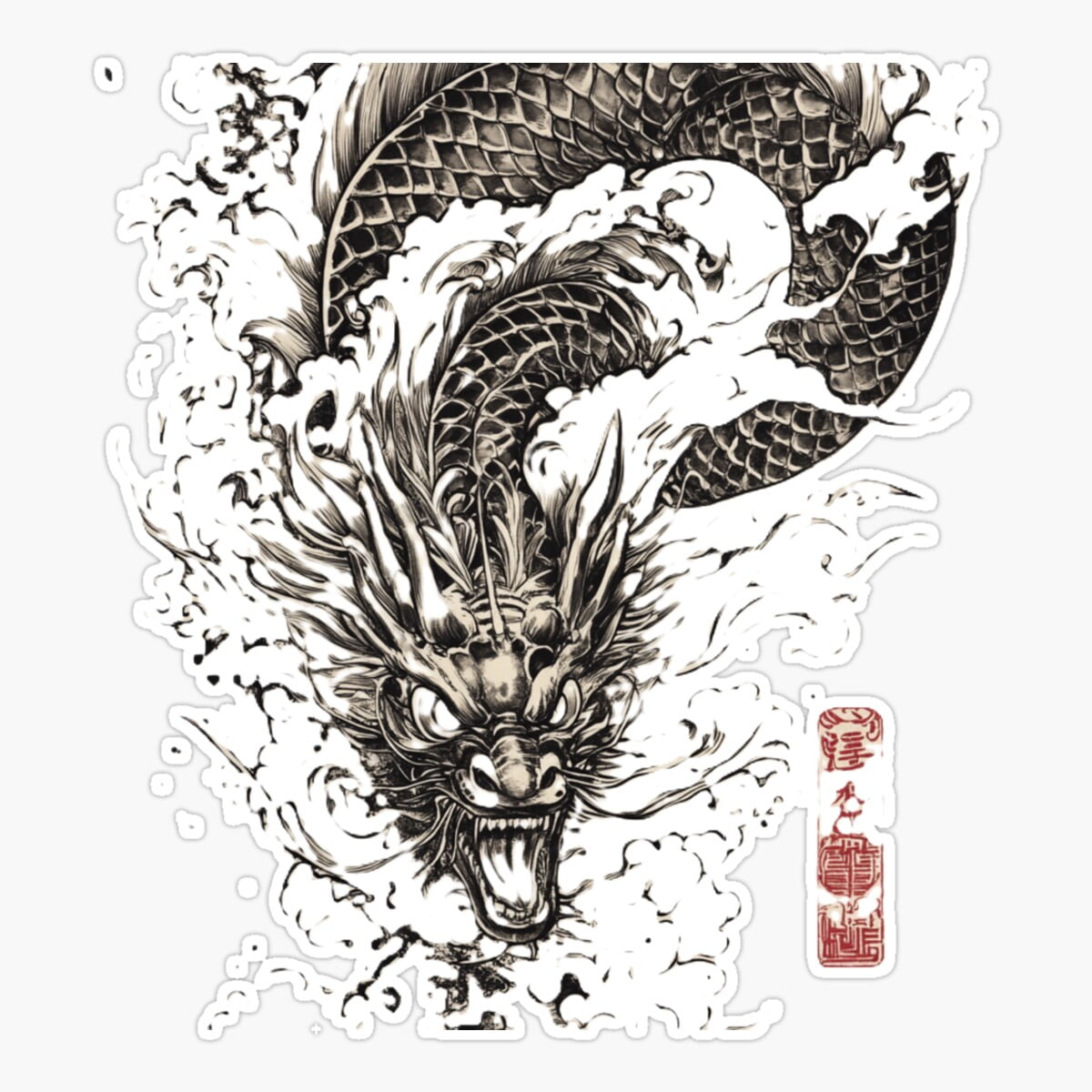 Onim Japanese Dragon Mythology Ryu Sticker, Phone Decal Water Bottle Stickers Car Decals, Funny ...