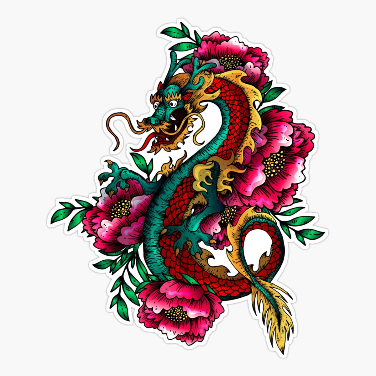Onim Japanese Dragon Tattoo Art. Sticker, Phone Decal Water Bottle ...