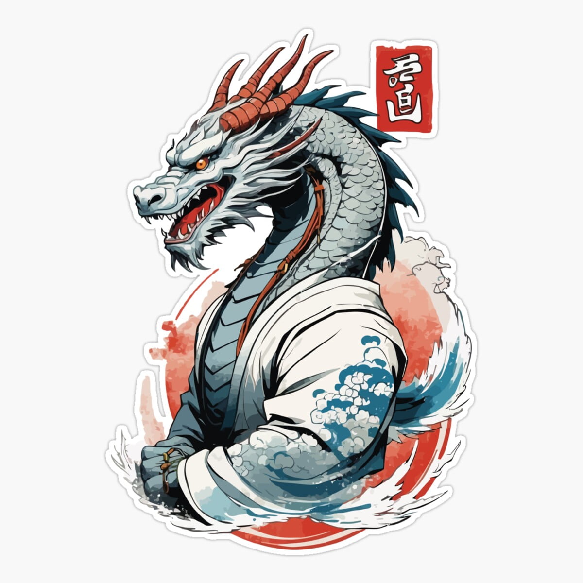 Onim Japanese Dragon Vintage Style With Kanji Characters Sticker, Phone ...
