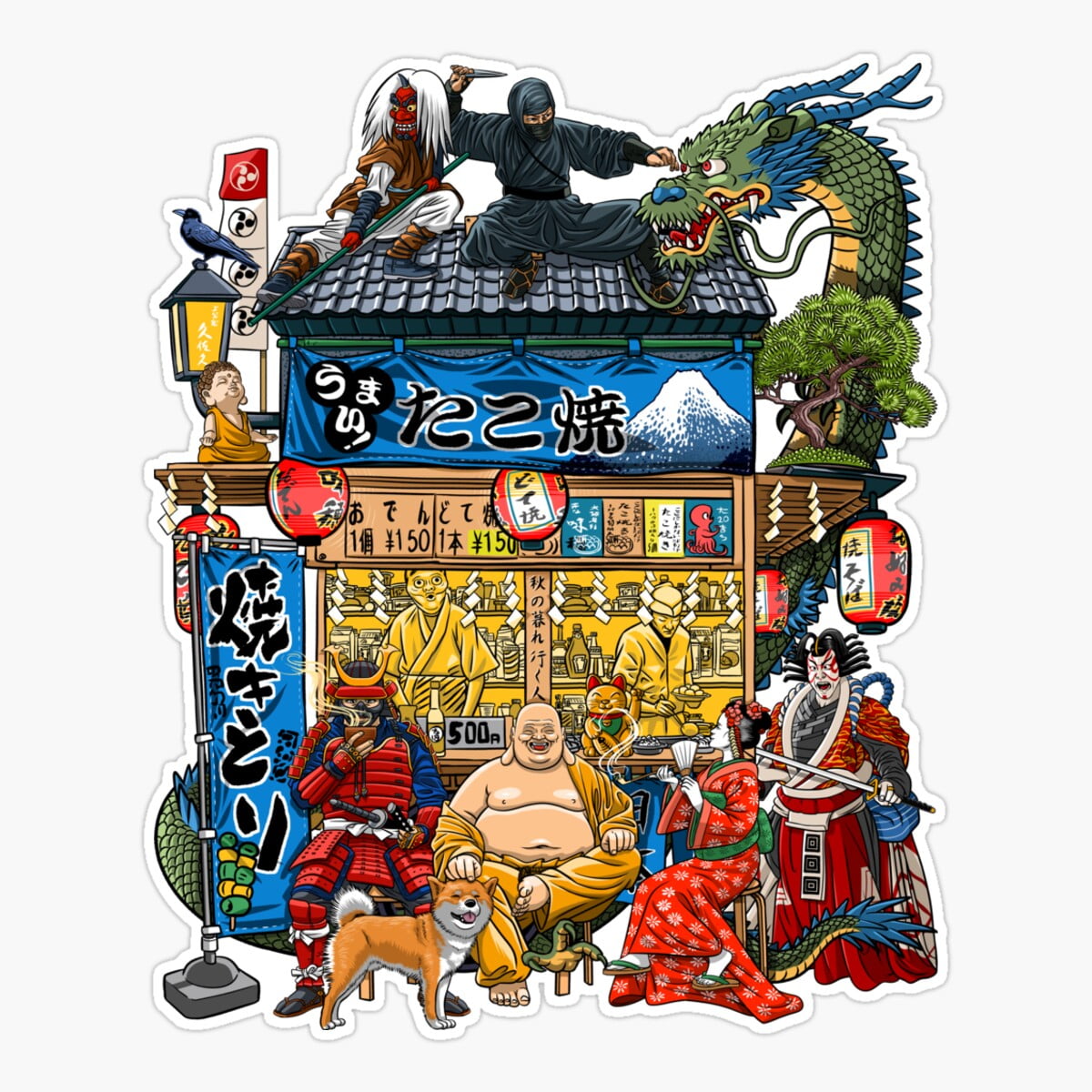 Onim Japanese Food Street Stall Sticker, Phone Decal Water Bottle ...