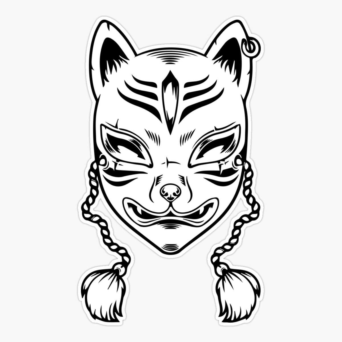 Onim Japanese Fox Mask Sticker, Phone Decal Water Bottle Stickers Car Decals, Funny Birthday ...