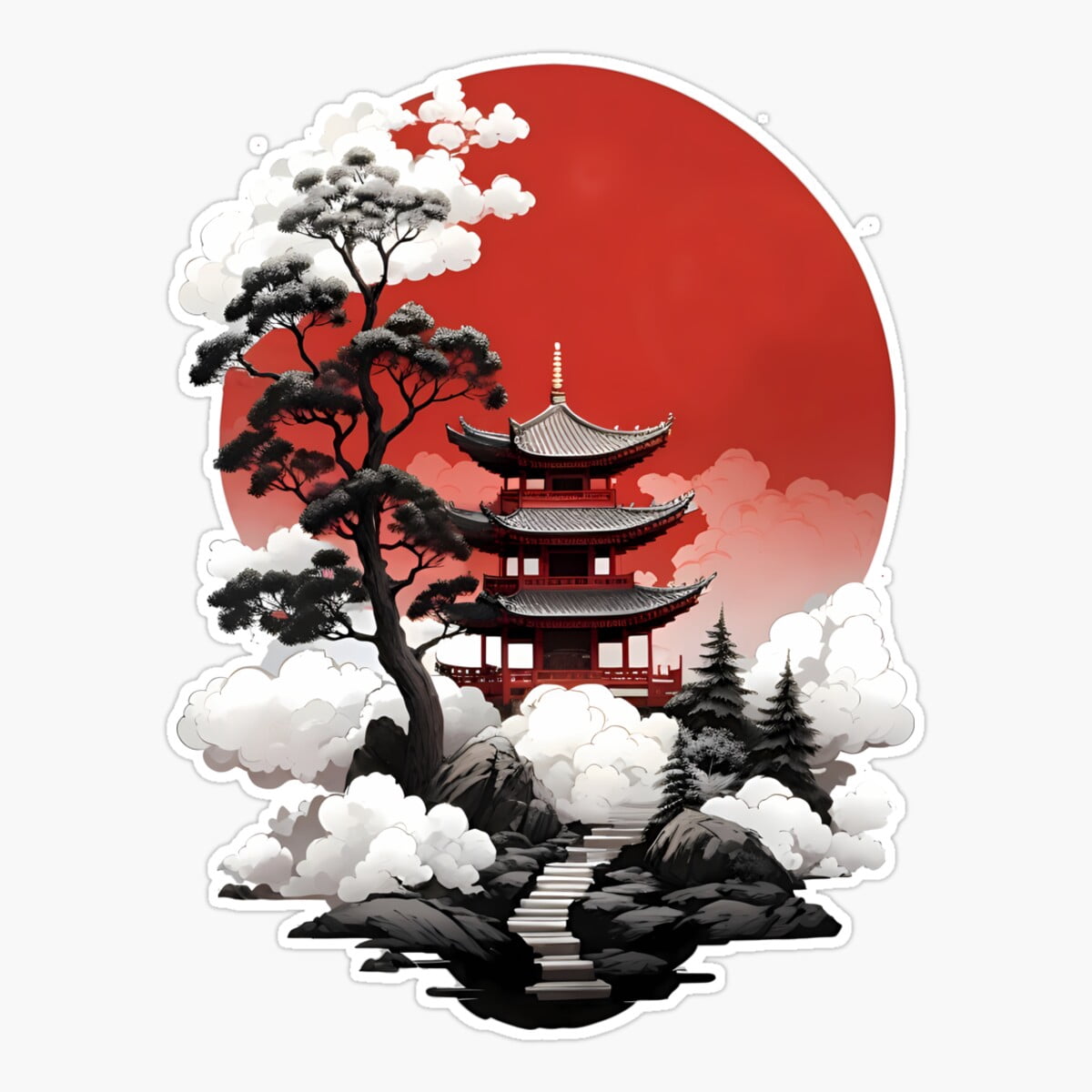 Onim Japanese Garden Sticker, Phone Decal Water Bottle Stickers Car ...