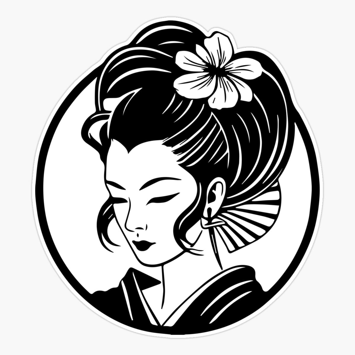 Onim Japanese Geisha Empress Sticker, Phone Decal Water Bottle Stickers ...