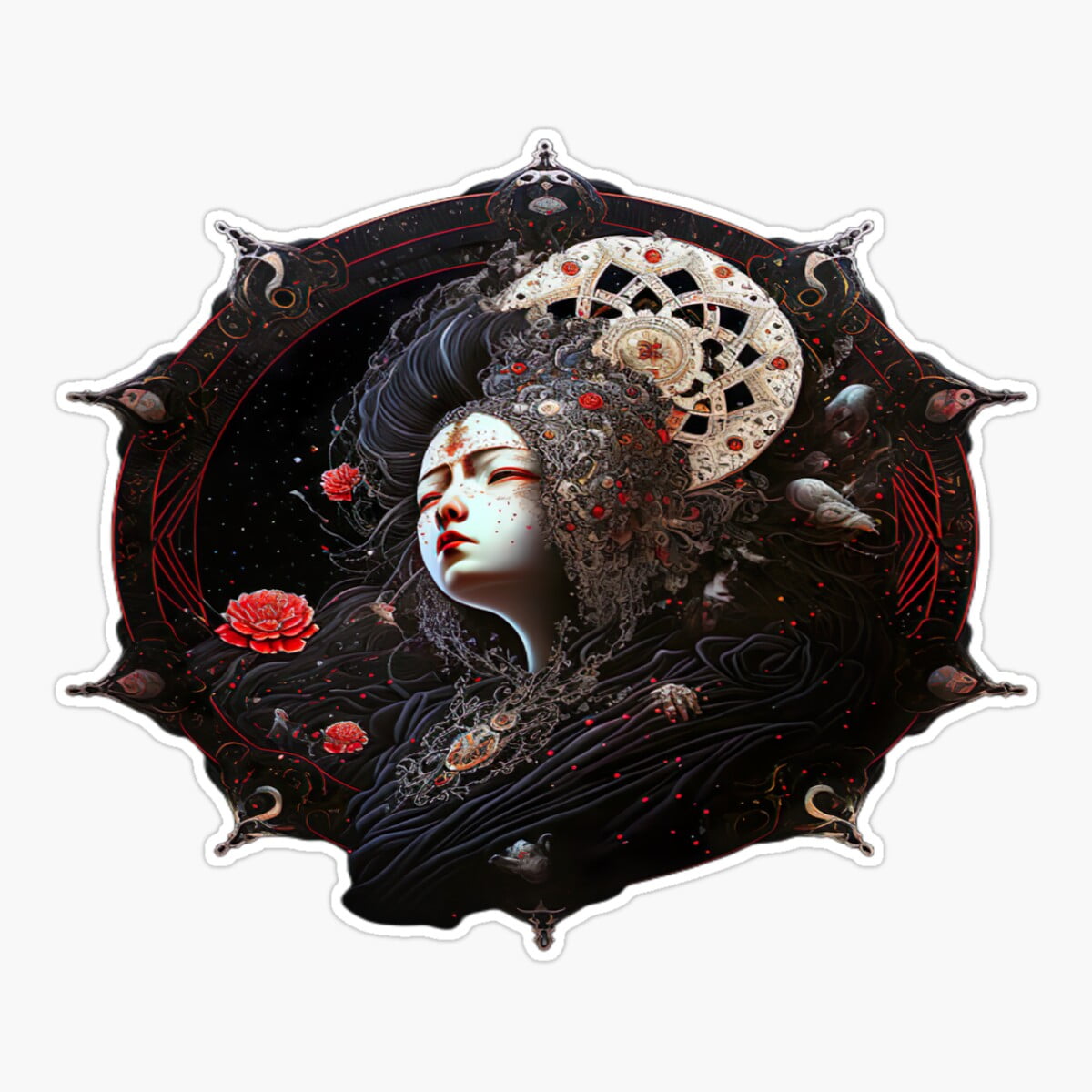 Onim Japanese Geisha Girl Japan Art Sticker, Phone Decal Water Bottle ...