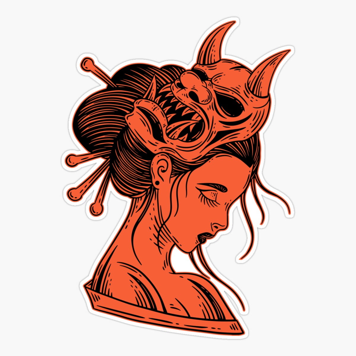 Onim Japanese Geisha Mask / Beautiful Geisha With Mask Illustration ...